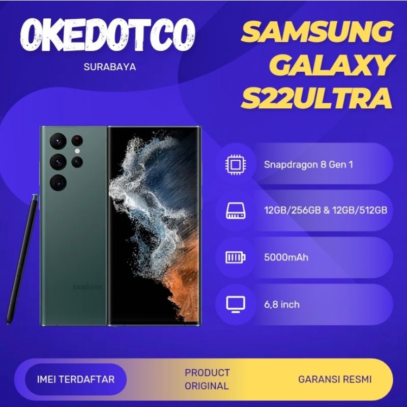 Jual Samsung Galaxy S22 Ultra 5G 12/512GB - 256GB Garansi Resmi ...