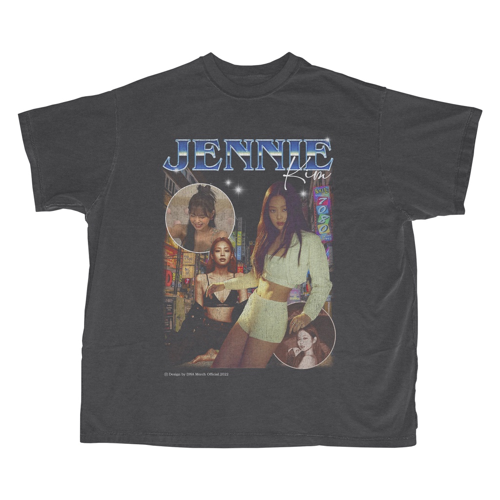 Jual Kim Jennie Blackpink / Kaos Jennie Blackpink Oversized Darkgrey / Vintage Tee / Kim Jennie ...