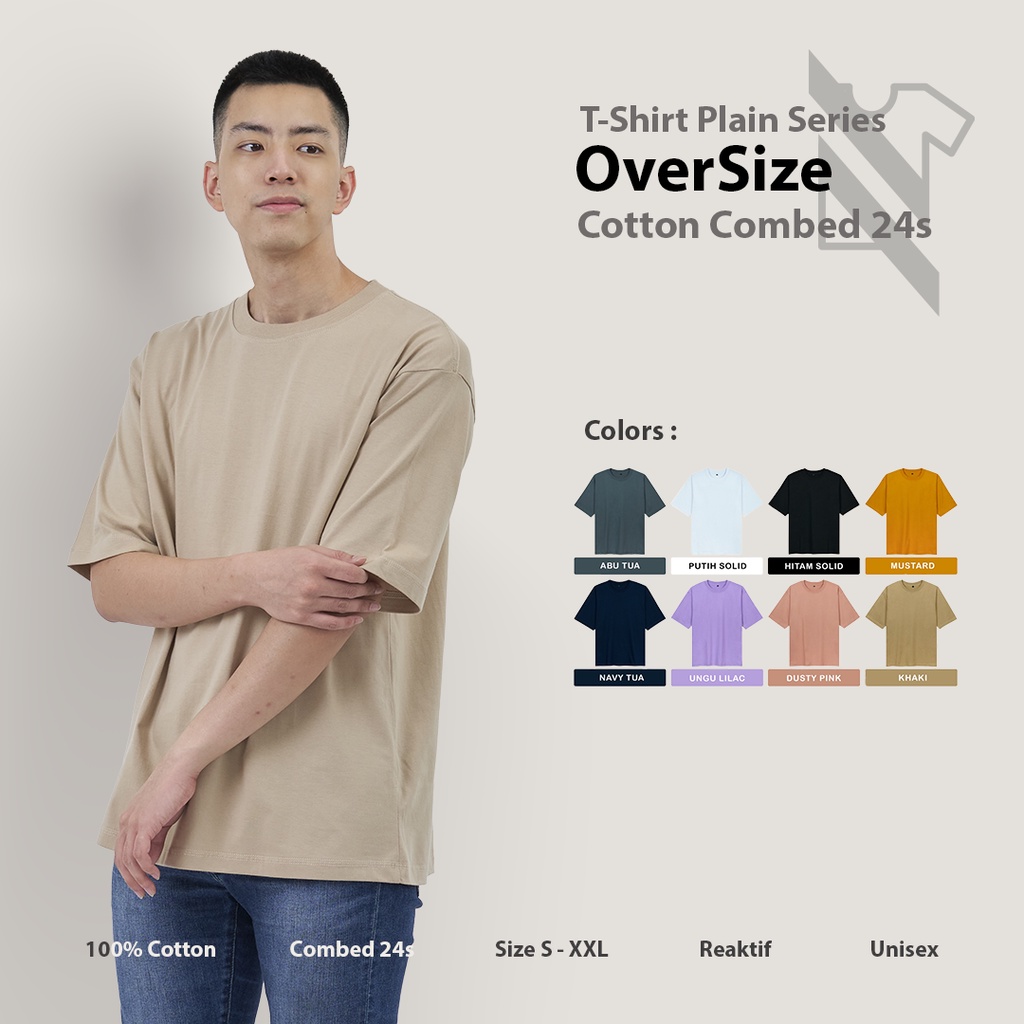 Jual Kaos Polos Oversize Pria Wanita Cotton Combed 24s Reaktif Big Size