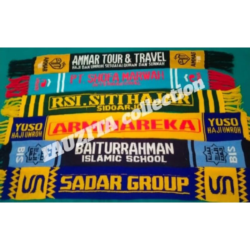 Jual Syal Rajut Costum Manual/Umroh/Comunitas/Bola/Religi.Dll Bu ...