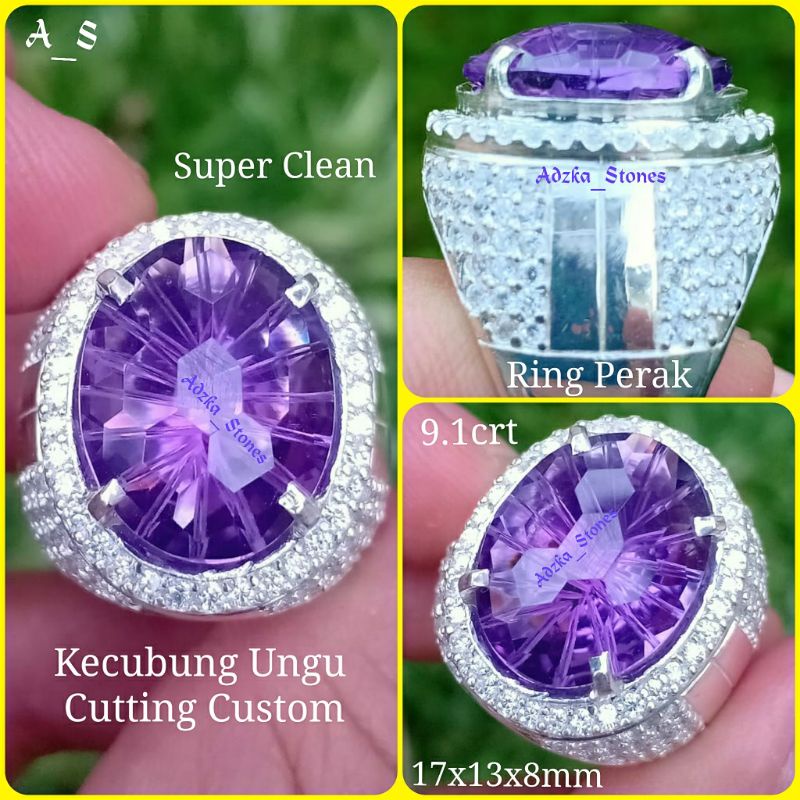 Jual Kecubung Ungu Amethyst Custom Cut Ring Perak | Shopee Indonesia