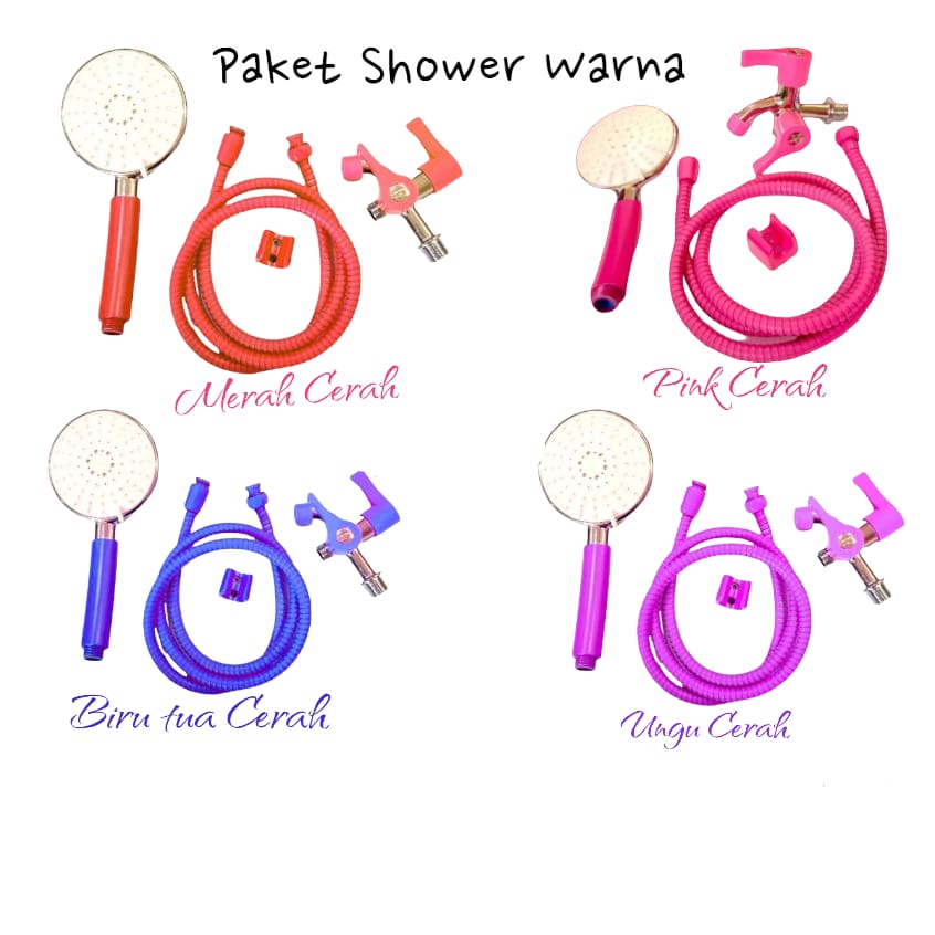 Jual Hand Shower Set Full Pink Terbaru Shower 3 Mode Air + Kran Cabang ...