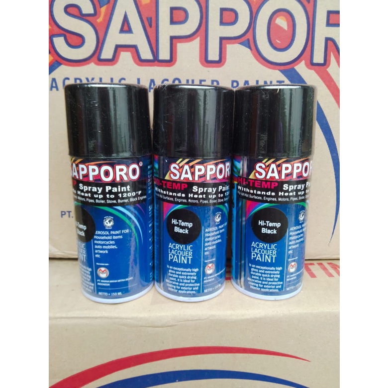 Jual pilok pilox cat spray sapporo 150ml hi temp black tahan panas ...