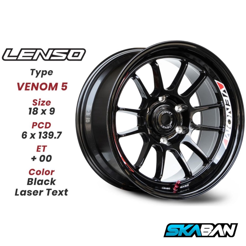 Jual Velg Mobil Original LENSO VENOM 5 Ring 18x9 PCD 6X139,7 ET+00 Black Laser Text utk Pajero ...