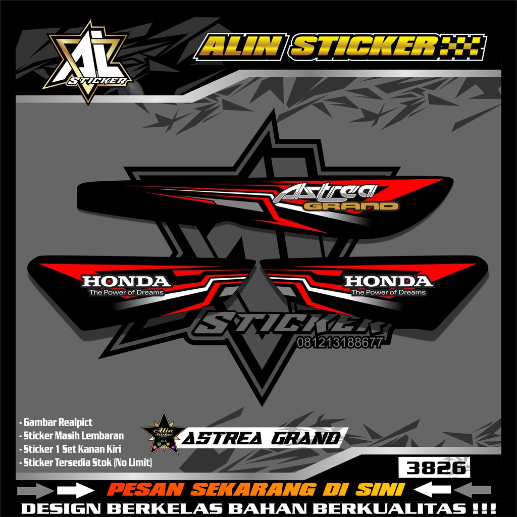 Jual 3826 NEW STICKER VARIASI HONDA ASTREA GRAND DESIGN RACING NEW SEMI ...