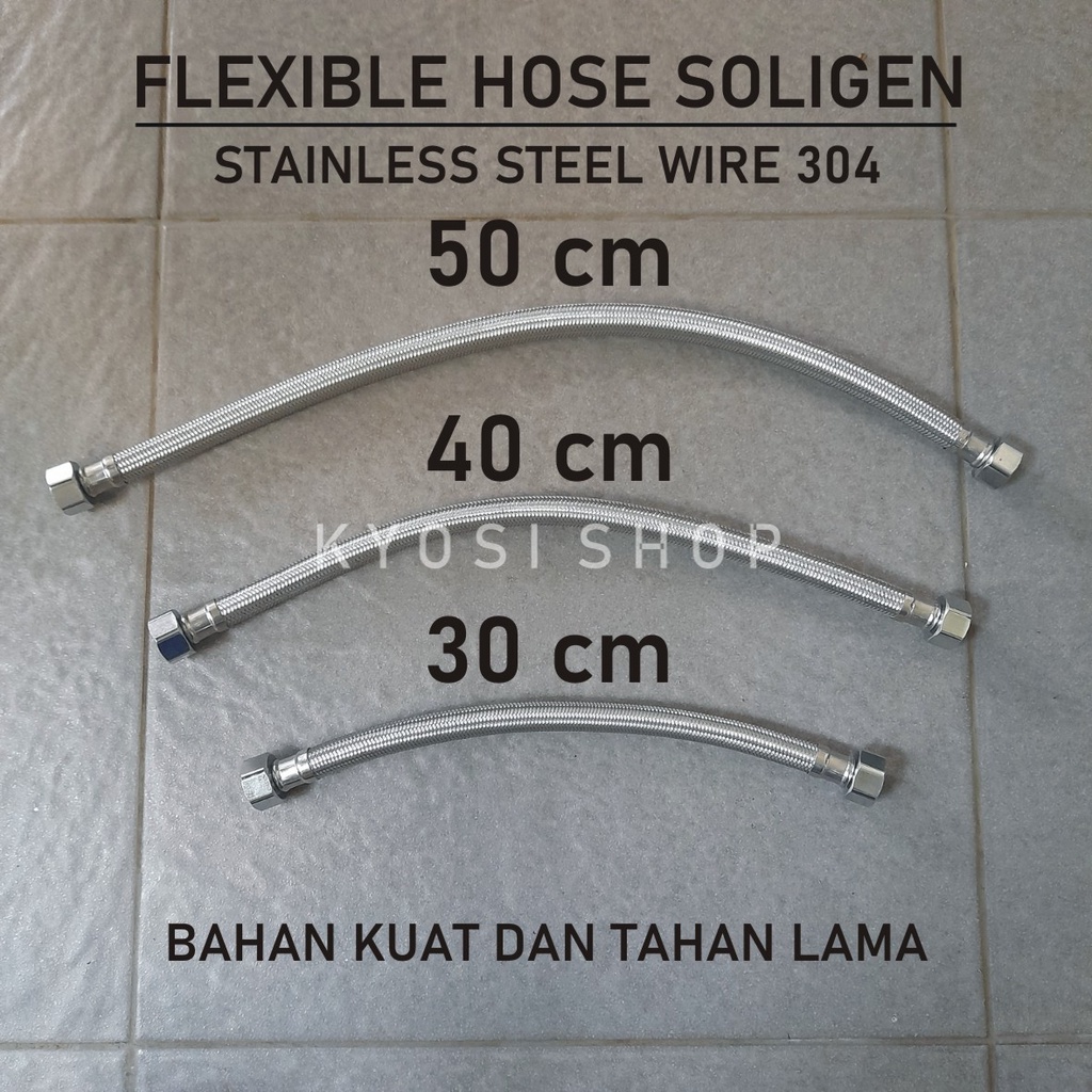 Jual Selang Fleksibel Flexible SOLIGEN Wastafel Closet Kloset 20cm 25cm 30cm 40cm 50cm 60cm 80cm ...