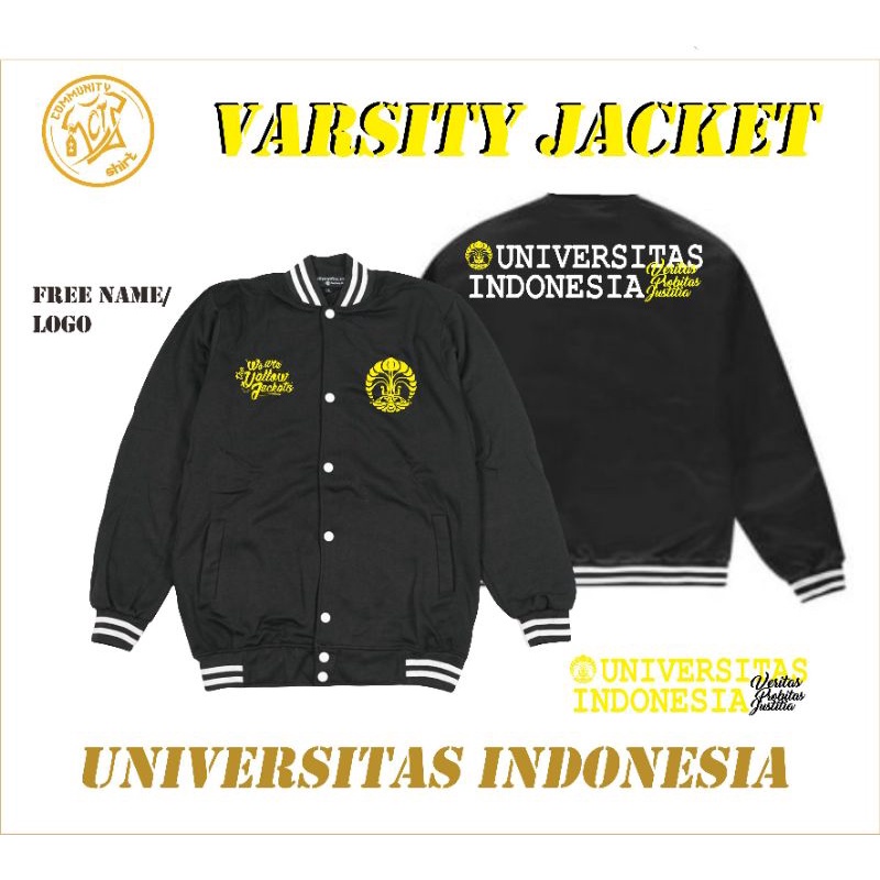 Jual Jaket Universitas Indonesia Varsity Baseball UI Jacket Free Custom ...