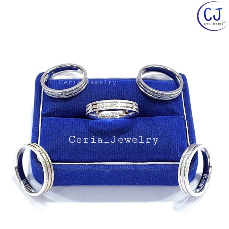 Jual Cincin Perak Asli Pria Wanita Silver 925 Lapis Emas Putih Model ...