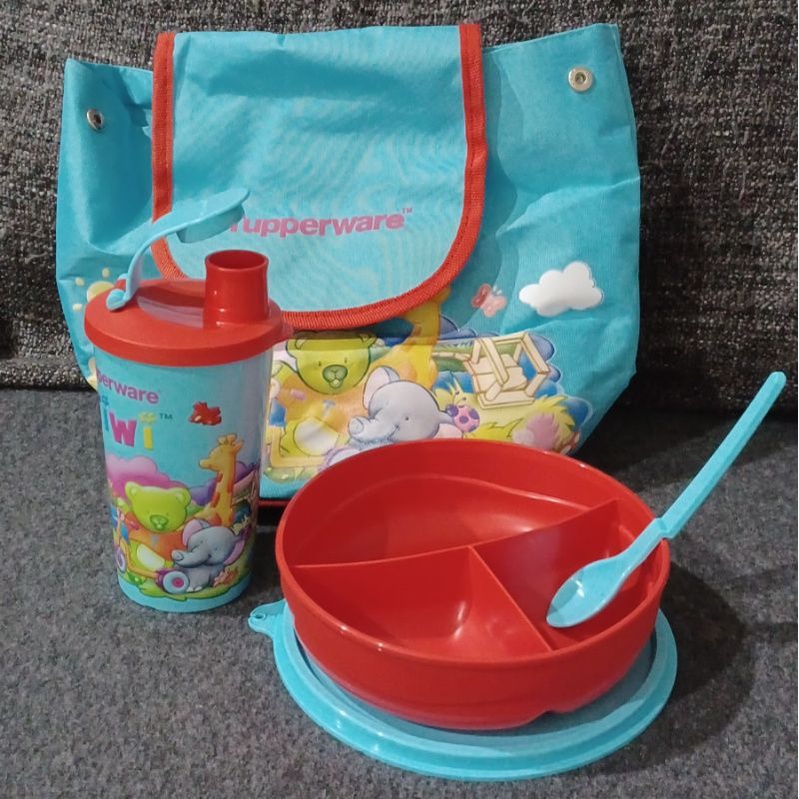 Jual Tupperware Lunch box set/Tempat makan/ tas makan Tiwi n Friends ...