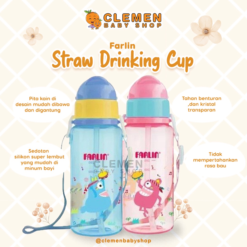 Jual Farlin Straw Drinking Cup - 450ml | Shopee Indonesia