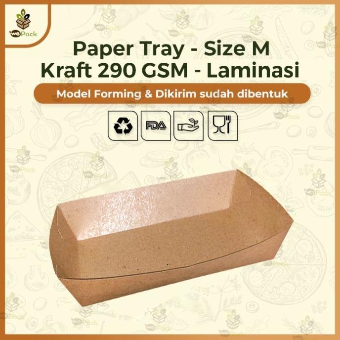 Jual FOOD TRAY PAPER TRAY OPEN TRAY NAMPAN KRAFT KERTAS size M Laminasi ...