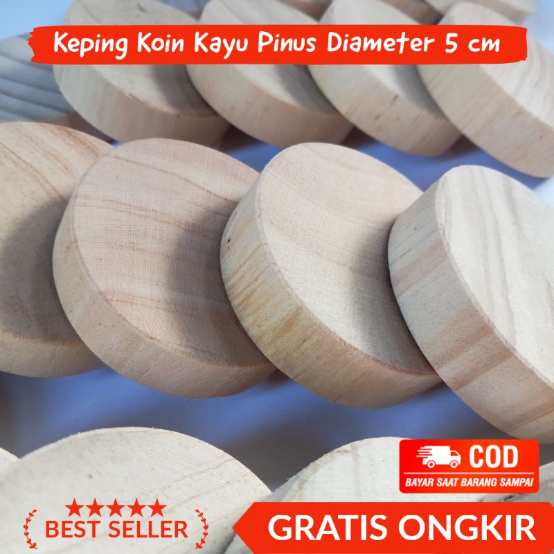 Jual Keping Rodak Koin Kayu Pinus Diameter 5 cm Untuk Kerajinan Bahan ...