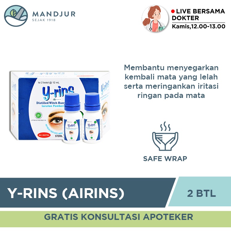 Jual Y-rins (AIRINS) Isi 2 Botol @ 12 mL - Obat Pembersih Mata | Shopee ...