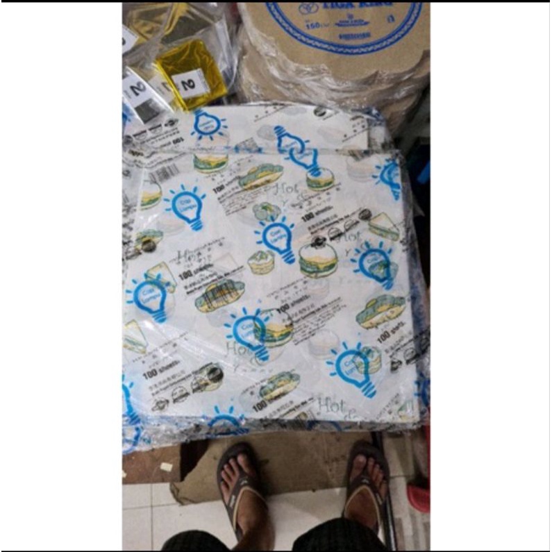 Jual kertas burger 30 x 30 cm anti lengket / minyak printing | Shopee ...