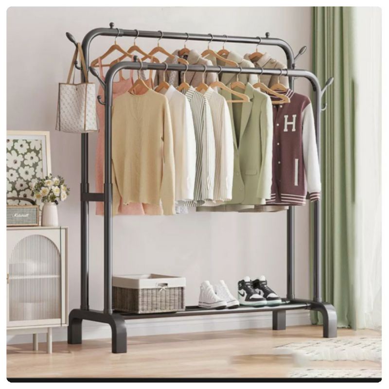 Jual STAND HANGER BESI DOUBLE BUTIK RAK GANTUNGAN BAJU BESI PAKAIAN 2 ...