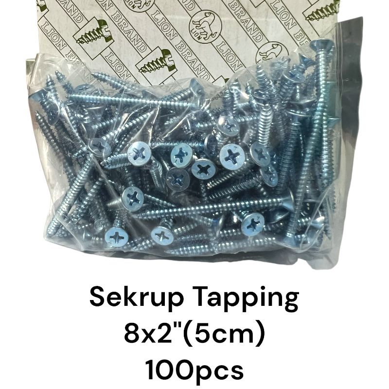 Jual 100biji/F+AB 8 x 2"(panjang 5 cm)sekrup tapping lion brand SKRUP ...