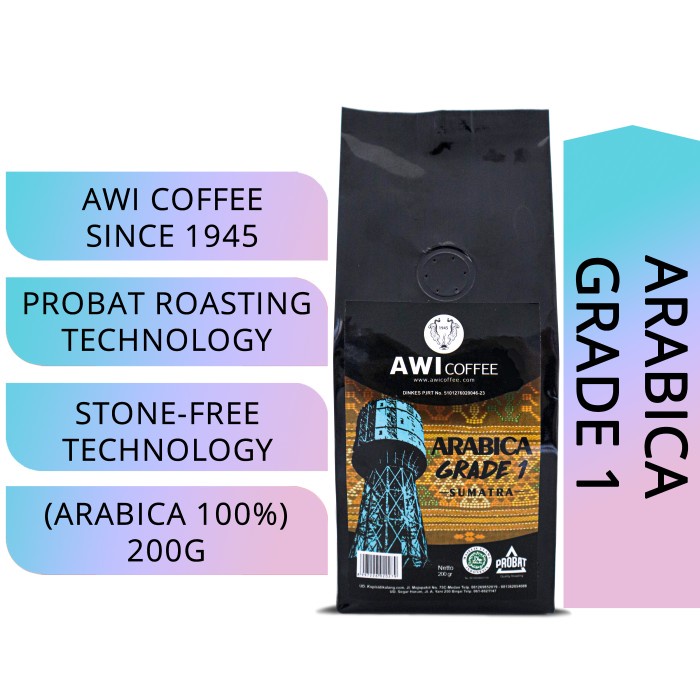 Jual TERMURAH Awi Coffee Sumatera Arabica Grade 1 Blend For Cafe 200gr ...