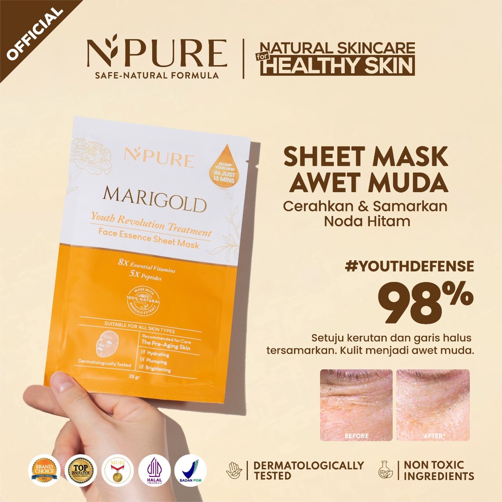 Jual NPURE Sheet Mask Marigold / Youth Revolution / Masker Awet Muda ...