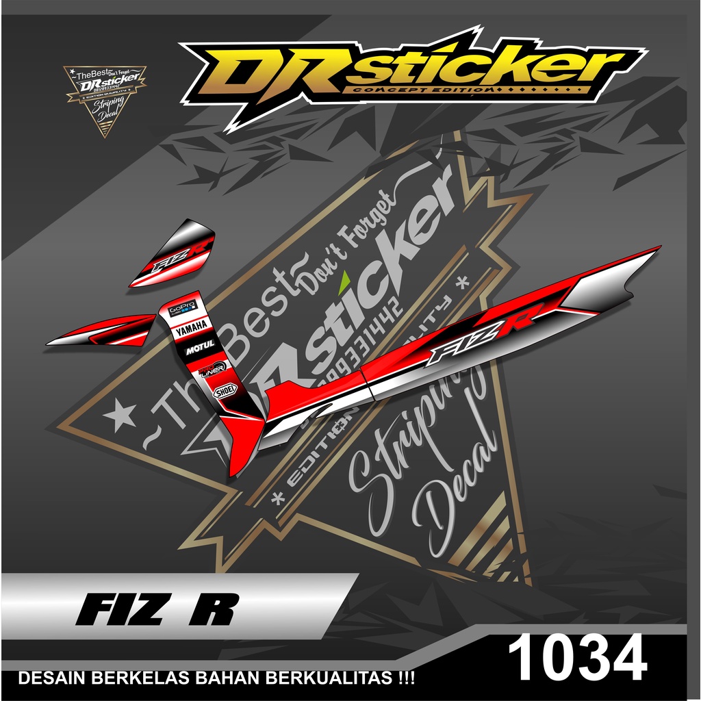 Jual 1034 striping sticker FIZ R desain racing lis semi full sticker ...