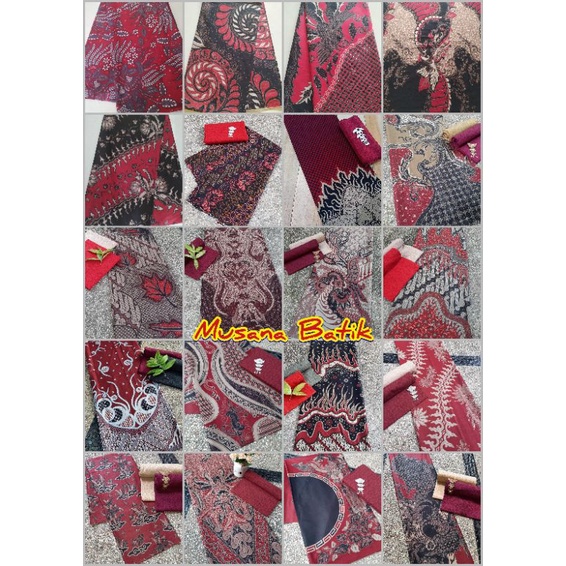 Jual hmt kain batik merah marun bahan seragam batik printing pola batik ...
