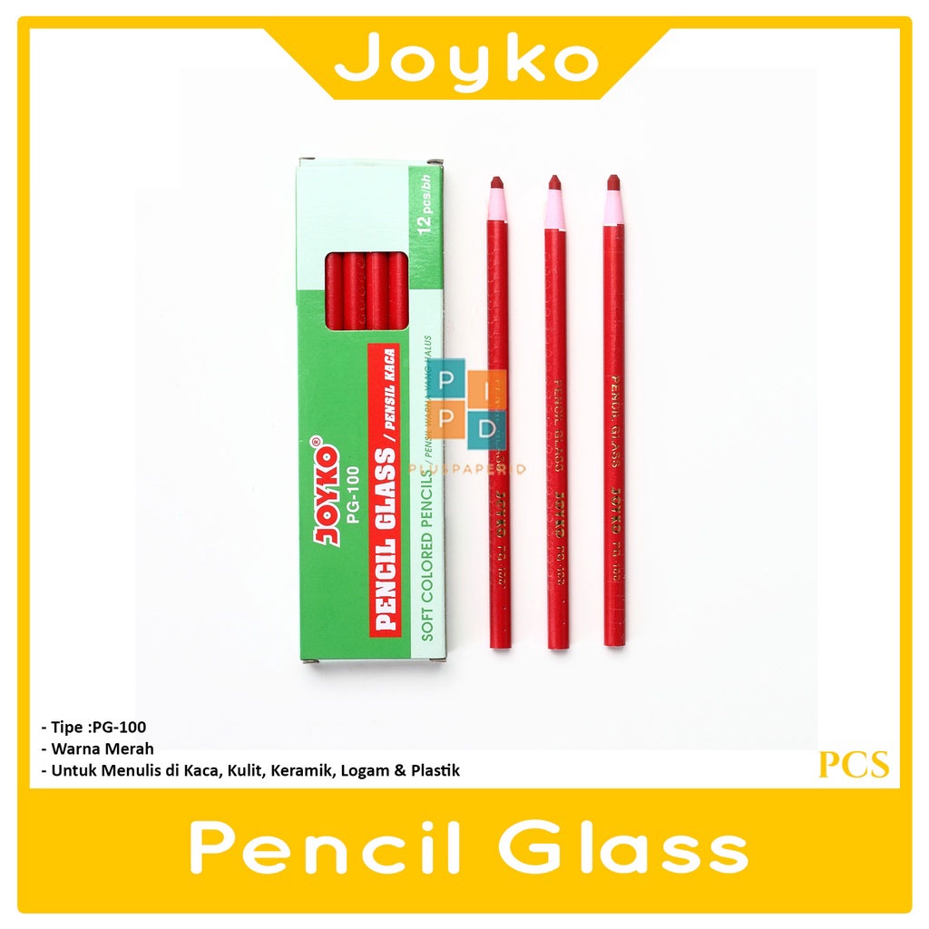 Jual JOYKO - Pensil Kaca - PG-100 Warna Merah - Pcs | Shopee Indonesia
