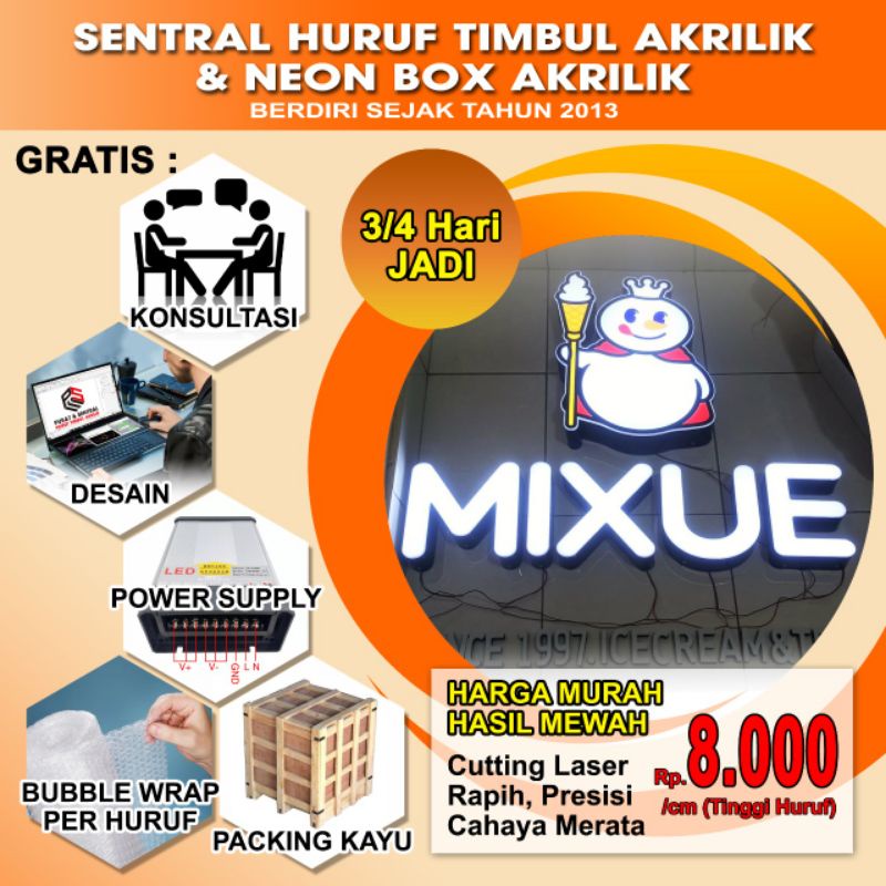 Jual Huruf Timbul Akrilik Lampu Nyala / Acrylic LED / Letter Sign ...