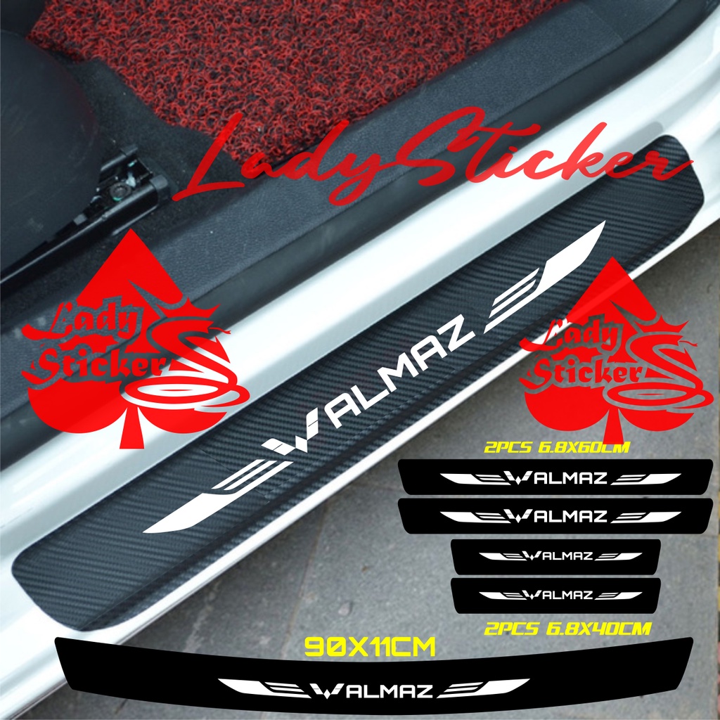Jual SILL PLATE KARBON 3D MOBIL WULING ALMAZ STICKER CARBON 3D PIJAKAN ...
