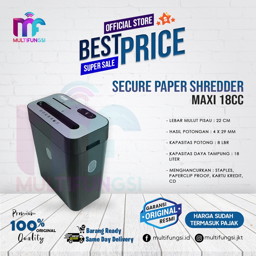 Jual Secure Maxi 18 CC Paper Shredder 18CC / Mesin Penghancur Kertas ...