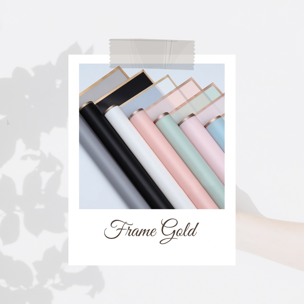 Jual [5 LEMBAR] FRAME GOLD BRONZE KERTAS BUNGA CELLOPHANE WRAP WRAPPING ...