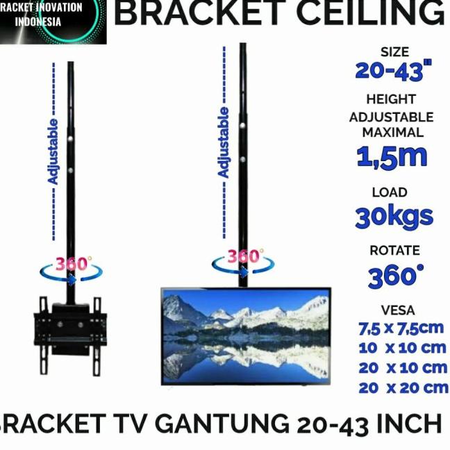 Jual Bracket monitor tv gantung atas Ceiling 19 21 24 28 32 40 43 inch ...
