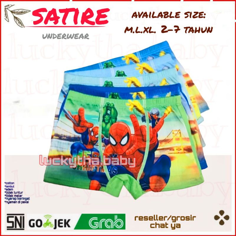 Jual 6pc satire kids- CD boxer anak laki-laki dan perempuan size 2-7 ...