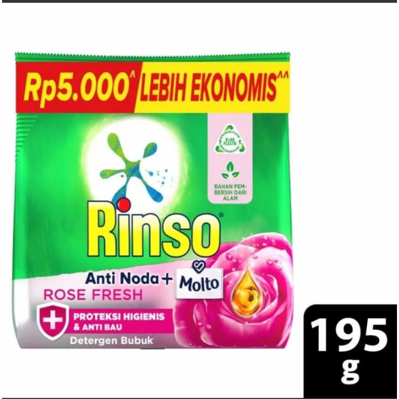 Jual Rinso Molto Detergent Bubuk 5000 an Rose Fresh 195 Gr Sabun Cuci ...