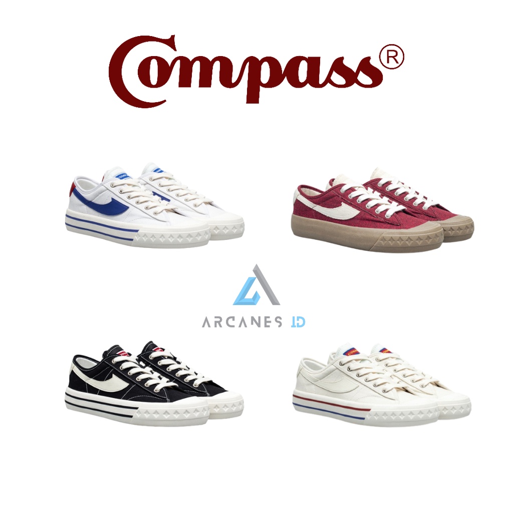 Jual Sepatu Compass Retrograde Low Cream / Black White / White Blue ...