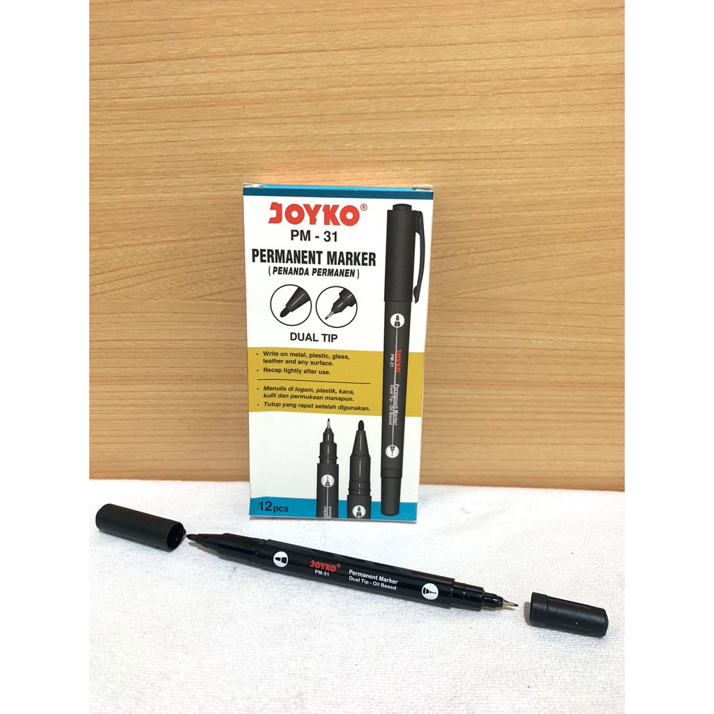 Jual Spidol Permanen Marker / Spidol Permanen Joyko PM-31 Dual Tip ...