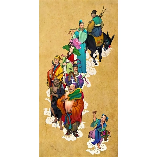 Jual Repro digital Lukisan Delapan Dewa Immortal God Taoisme China Dewi ...