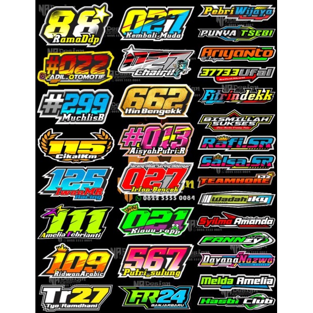 Jual sticker custom nama / sticker no start / sticker racing tanpa ...