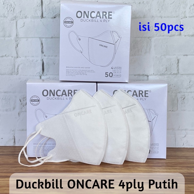 Jual Masker Duckbill ONCARE Dewasa EMBOS 4 Ply Warna Hitam dan Putih Premium Original 50 Pcs ...