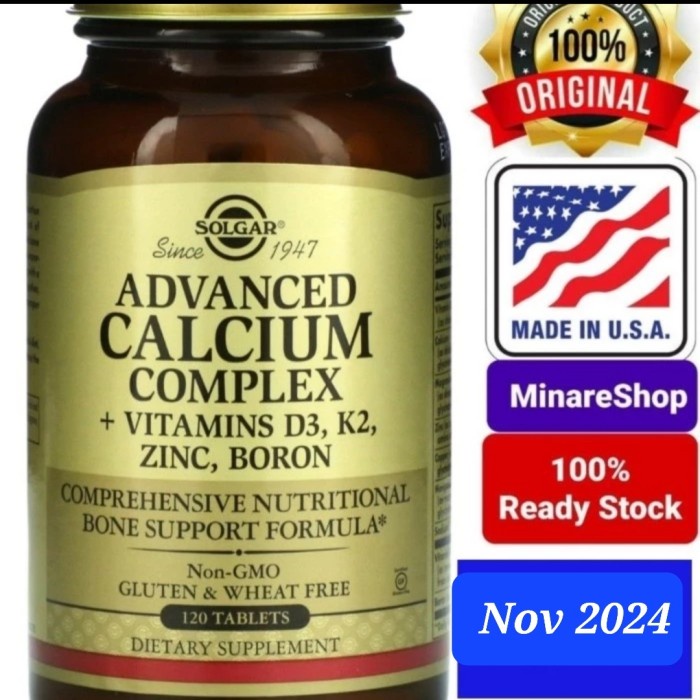 Jual SOLGAR ADVANCED CALCIUM COMPLEX + VITAMINS D3, K2, ZINC BORON 120 TABS | Shopee Indonesia