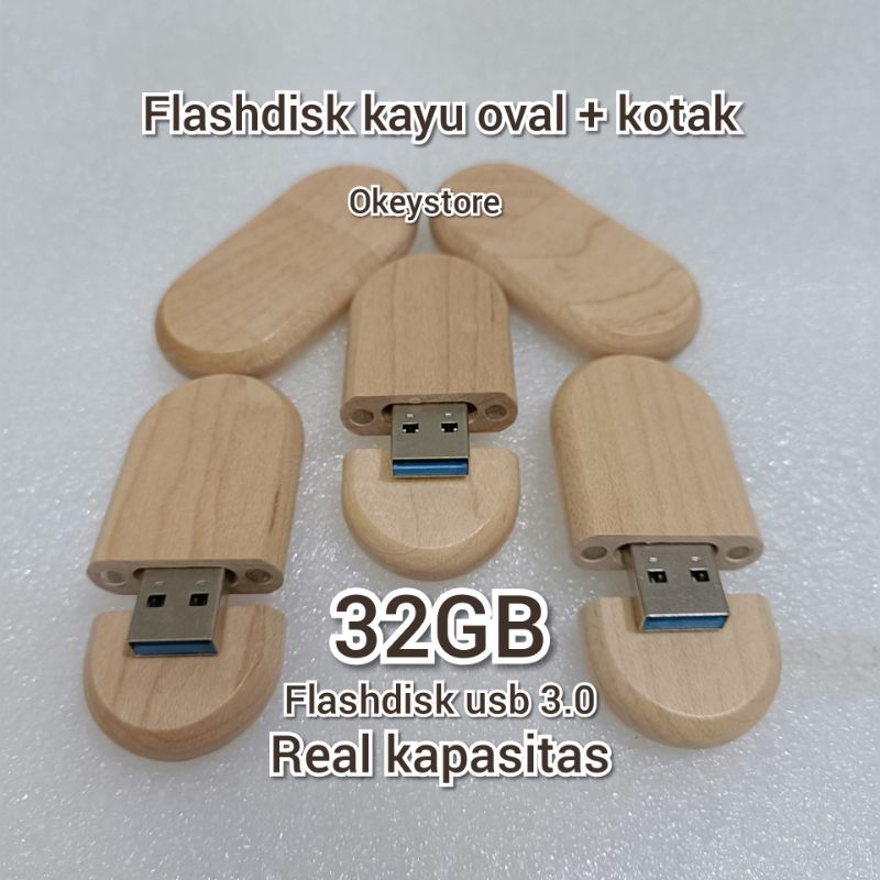 Jual FLASHDISK 32GB USB 3.0 KAYU OVAL NON BOX REAL KAPASITAS | Shopee Indonesia