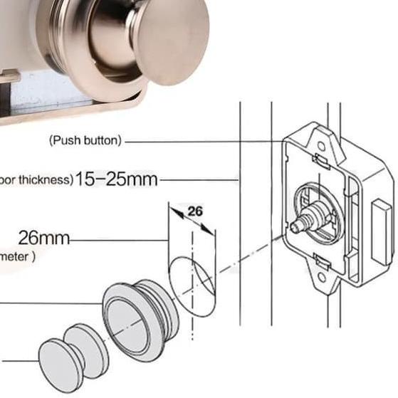 Jual Push Button Tombol Catch Lock Lemari Pintu Knob Motorhome RV ...