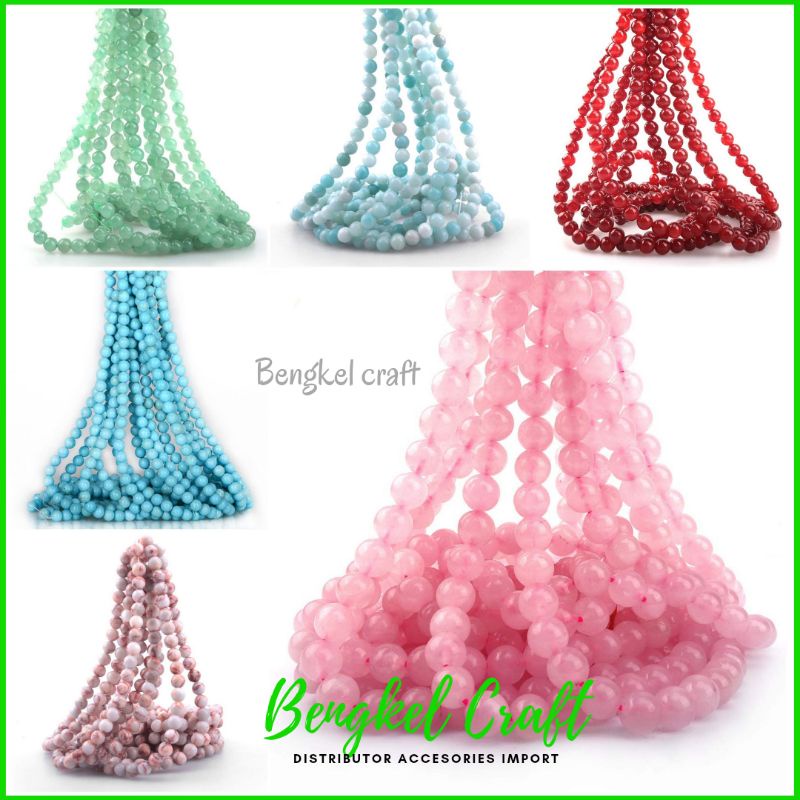 Jual Manik Batu Rose Quartz Amazonite Kuarsa Bulat Alami Membuat ...