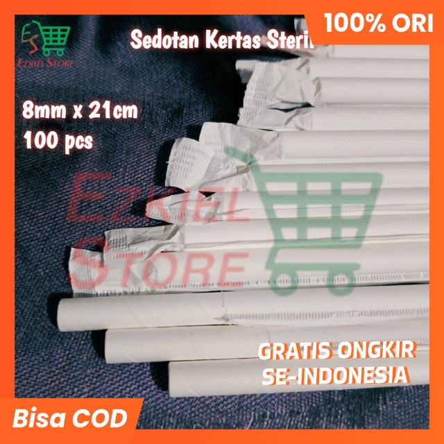 Jual Paper Straw 8mm x 21cm isi 100 pcs / Sedotan Kertas / Sedotan ...