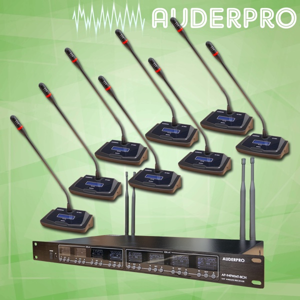 Jual PAKET MIC MEJA RAPAT WIRELESS AUDERPRO K11 PAKAI 8 MIKROFON ...