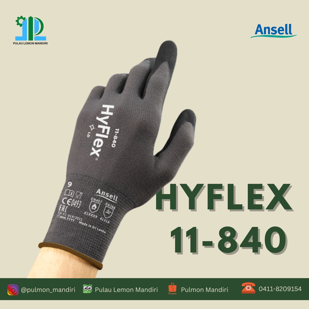 Jual SAURUNG TANGAN SAFETY ANSELL HYFLEX 11-840 | Shopee Indonesia