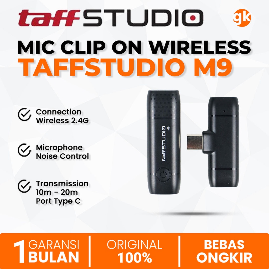 Jual TAFFSTUDIO M9 Mic Clip On Wireless Type C / Lightning Port 2.4G ...