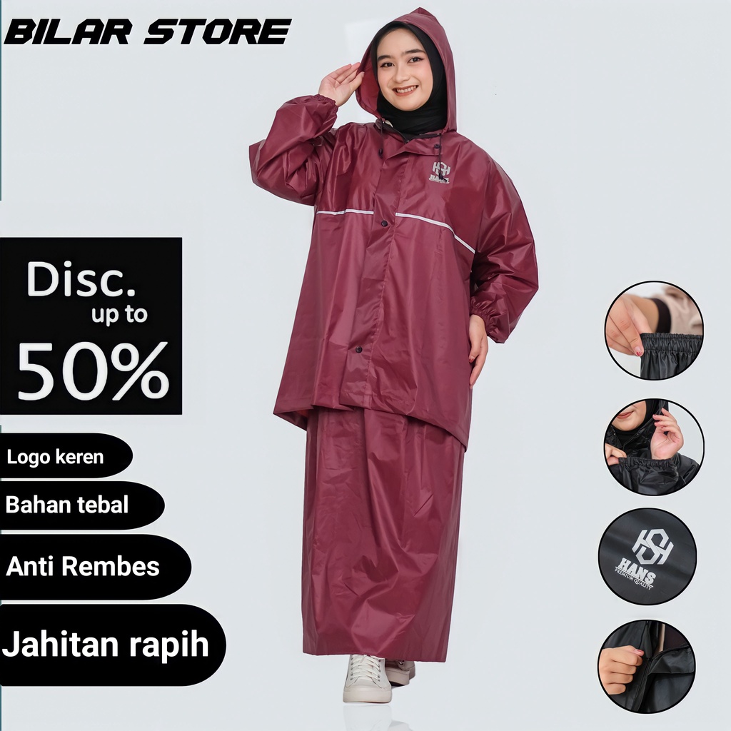 Jual Jas Hujan Wanita Setelan Baju Dan Rok Dewasa By HANS Tebal Lentur Anti Rembes | Shopee ...
