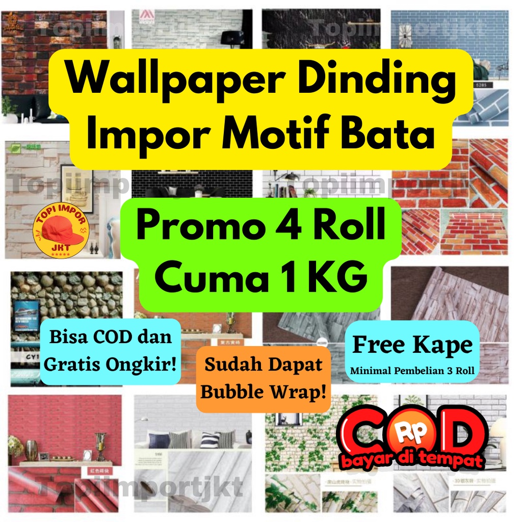 Jual Wallpaper Stiker Dinding Motif Batu Bata Bahan PVC Berkualitas ...