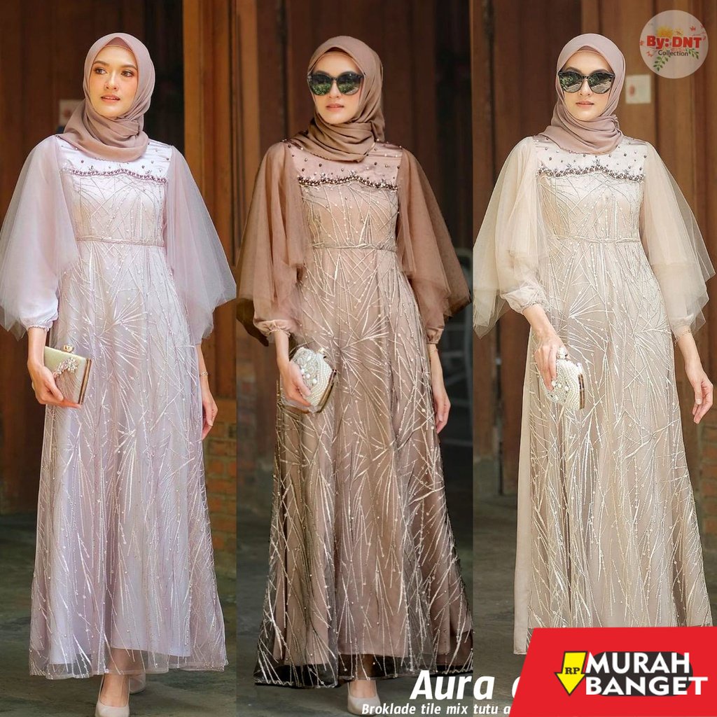 Jual model gamis kombinasi polos terbaru 2022 TERMURAH!!! LUNA DRESS BROKAT KOMBINASI / FASHION ...