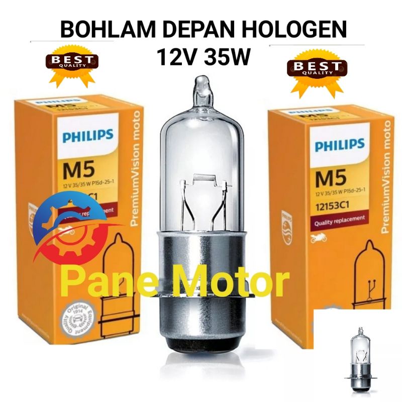 Jual LAMPU DEPAN MOTOR BOHLAM HOLOGEN M5 12V 35W PHILIPS ORI PREMIUM ...