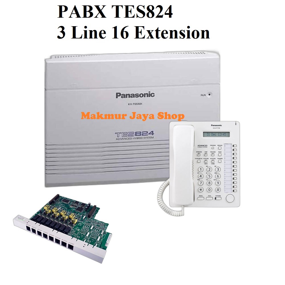 Jual Panasonic PABX TES824 3 Line 16 EXT PABX Panasonic With Key AT7730 ...